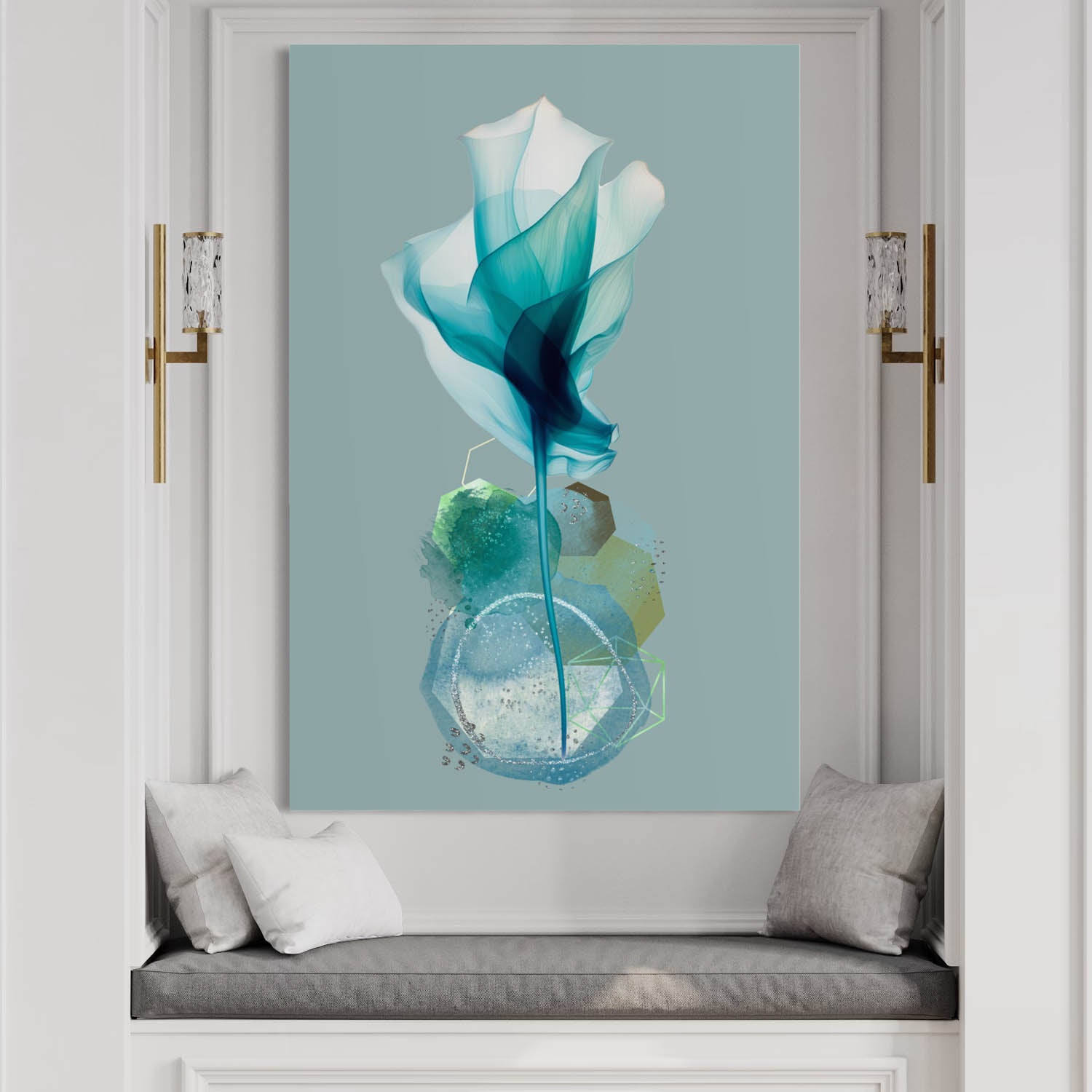 Modern Abstract Flower Art, Minimalist Décor, Artwork for Office ...